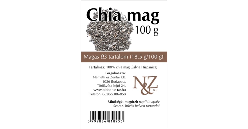 Chia mag 100 g - Németh és Zentai - Magok, korpa, gabona, keményítő ...